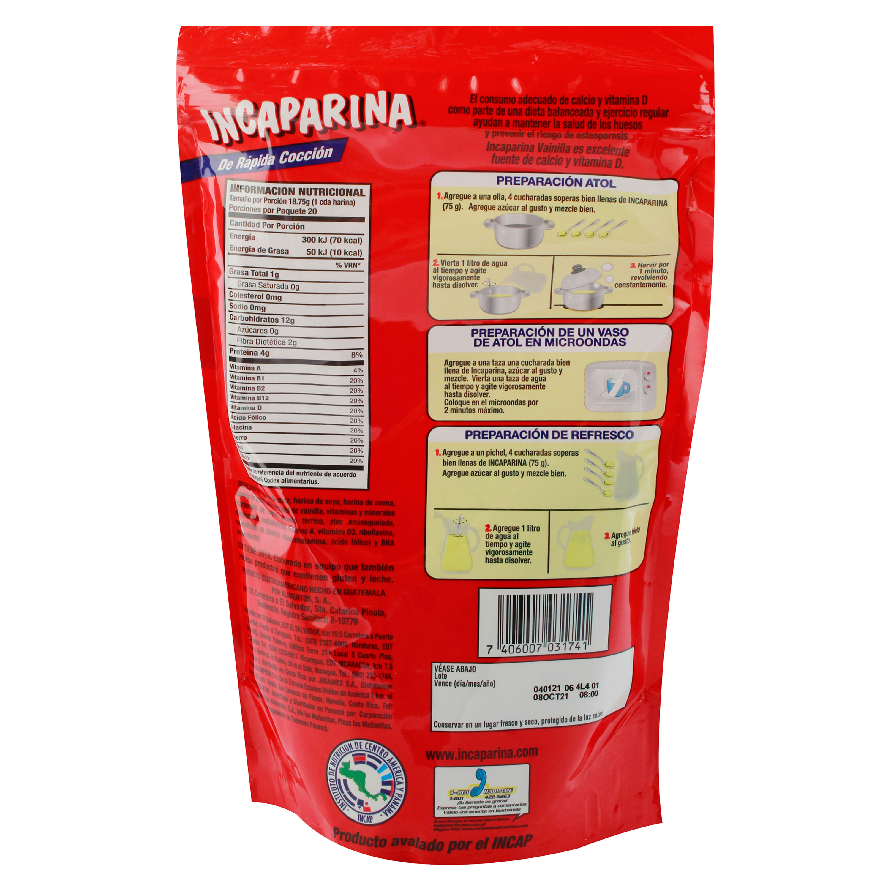 Comprar Mezcla Incaparina Atol Vainilla - 375 g | Walmart Walmart Guatemala