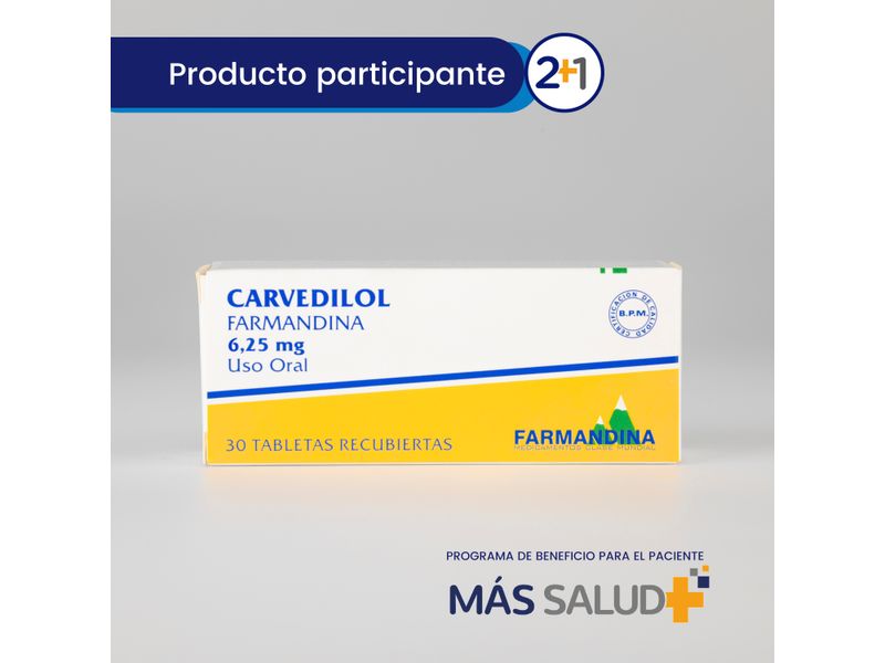 Comprar Carvedilol Fdina 6.25Mg 30 Tabletas | Walmart Guatemala