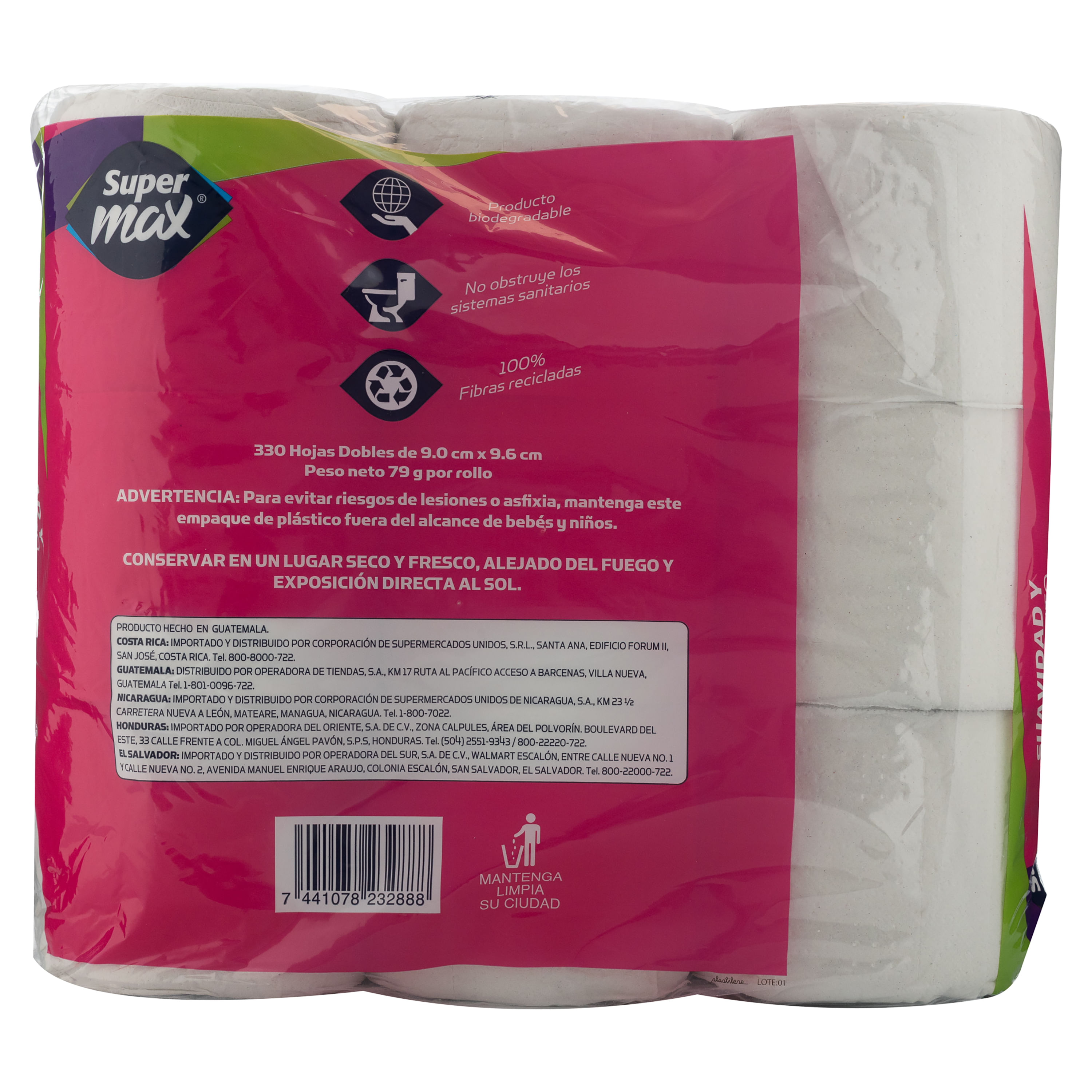 Comprar Papel Higiénico Marca Supermax 330 Hojas Dobles 18 Rollos