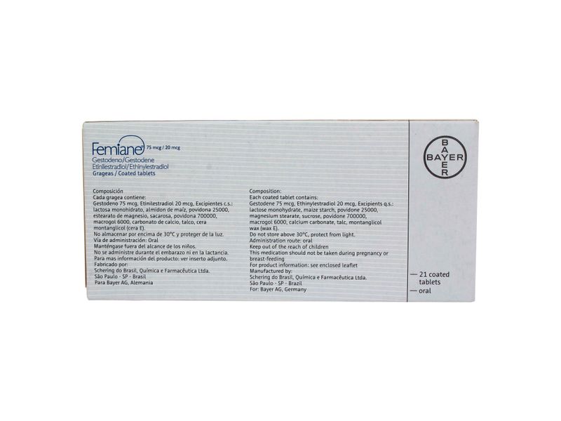 Comprar Femiane Bayer Healtcare P 21 Tabletas | Walmart Guatemala