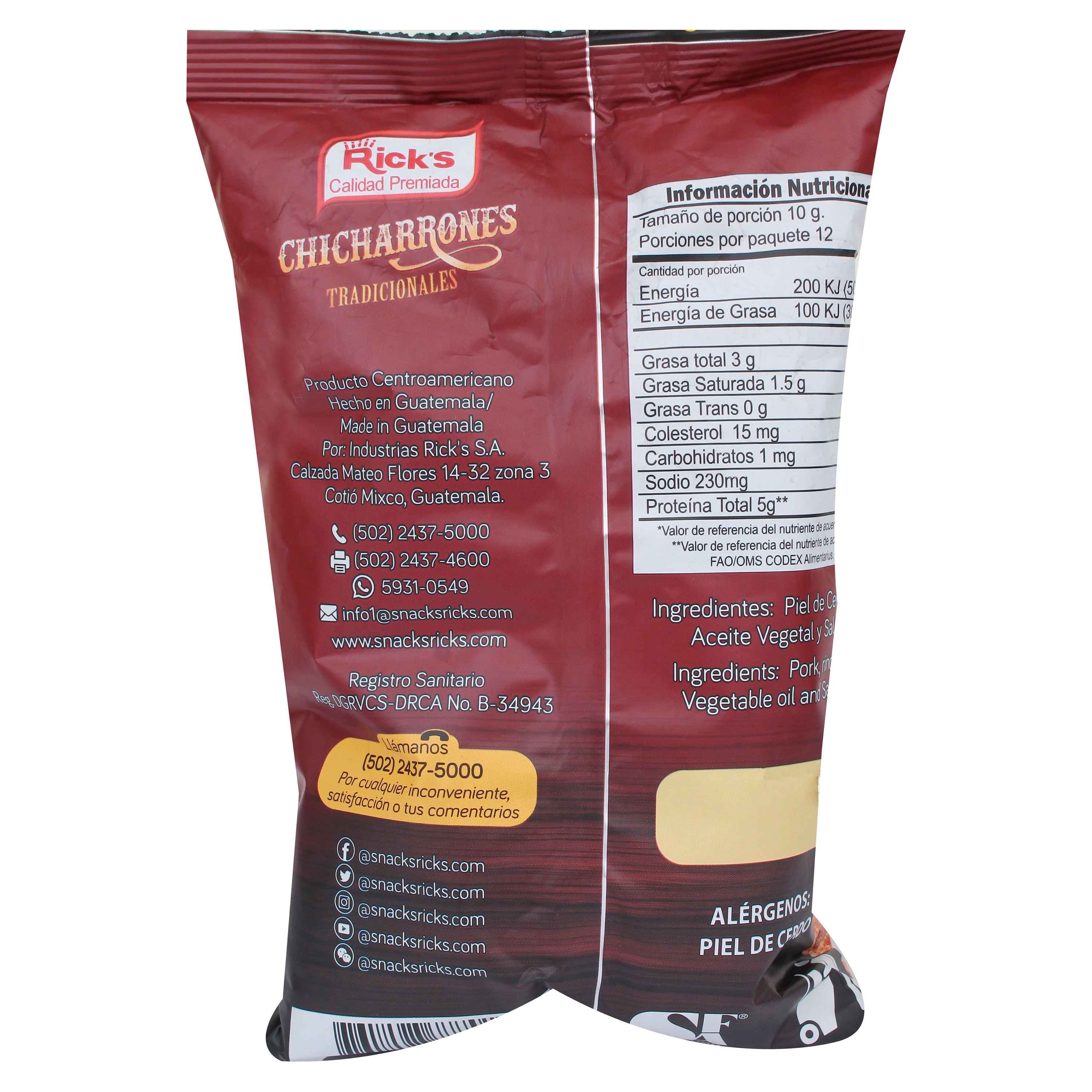 Comprar Snack Ricks Chicharrón Tradicional - 120 g | Walmart Guatemala ...