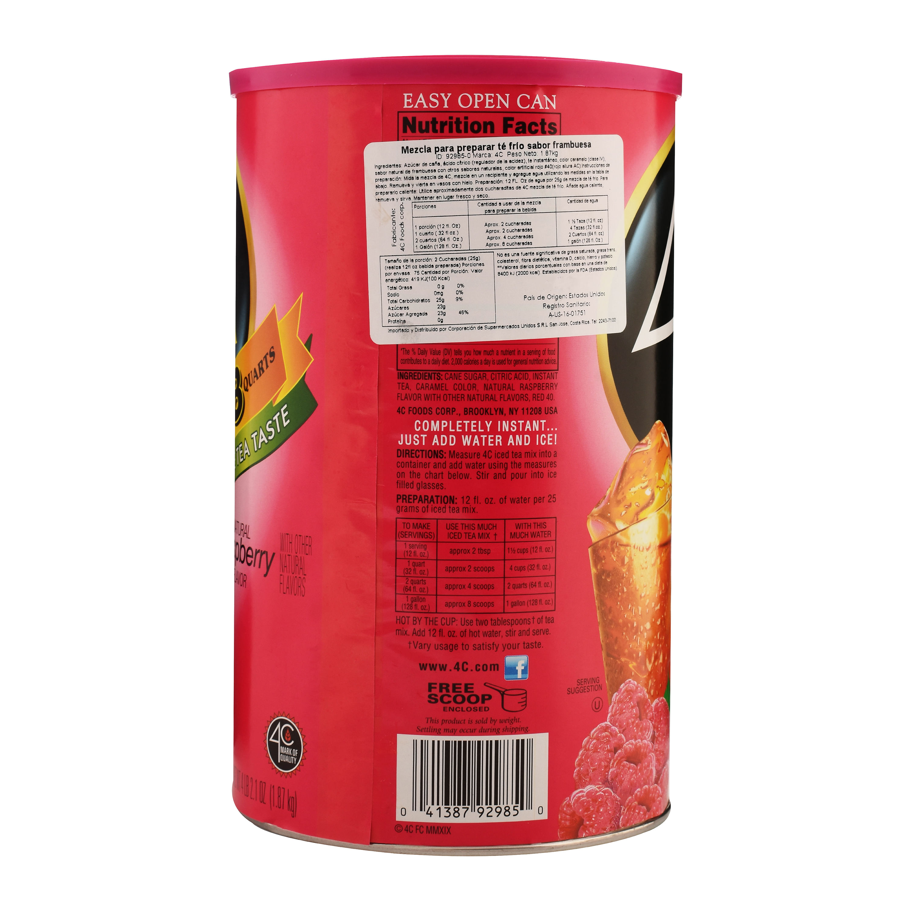 Comprar Bebida 4C en polvo iced tea mix raspberry - 1870 g | Walmart ...