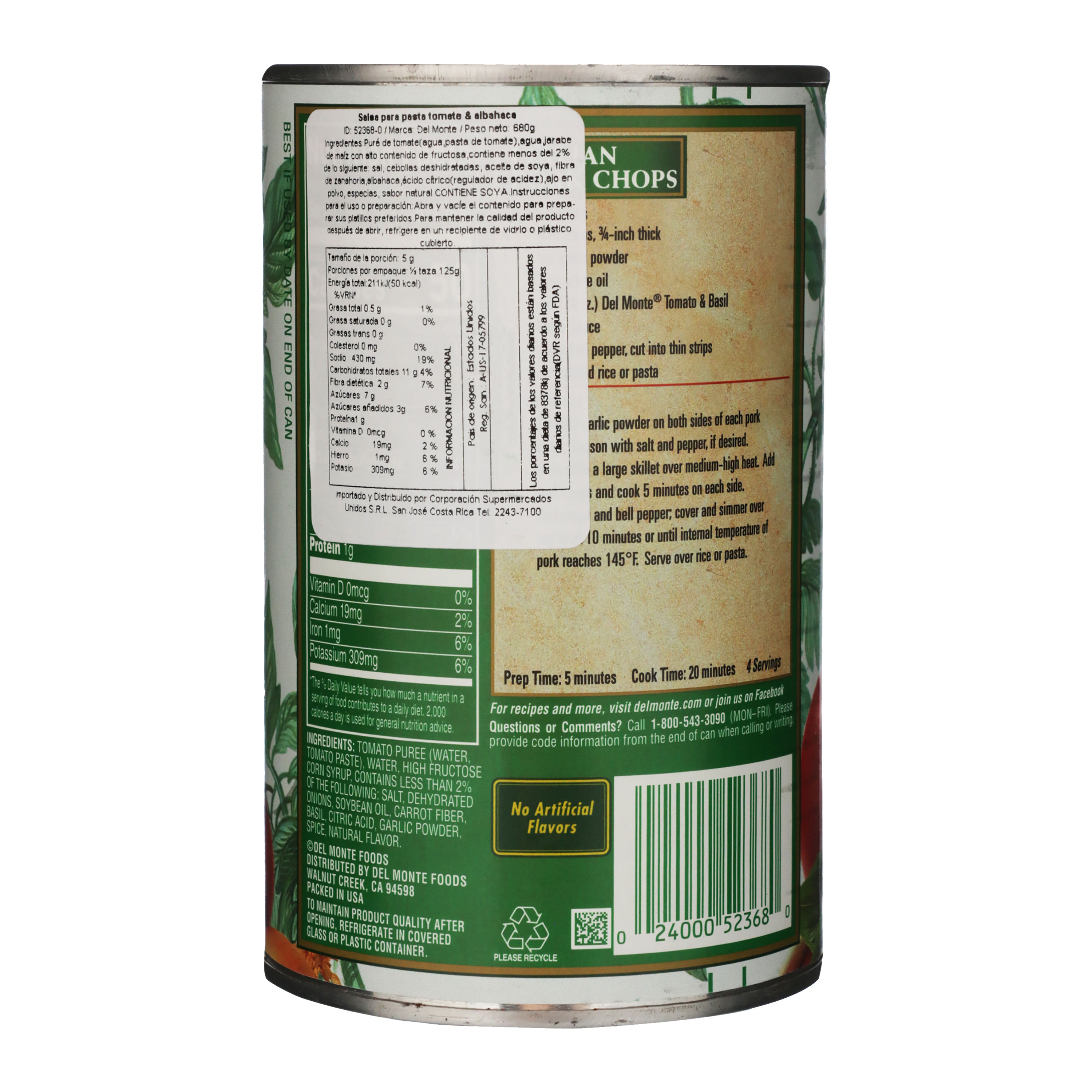 Salsa Del Monte Tomate Albahaca - 680gr