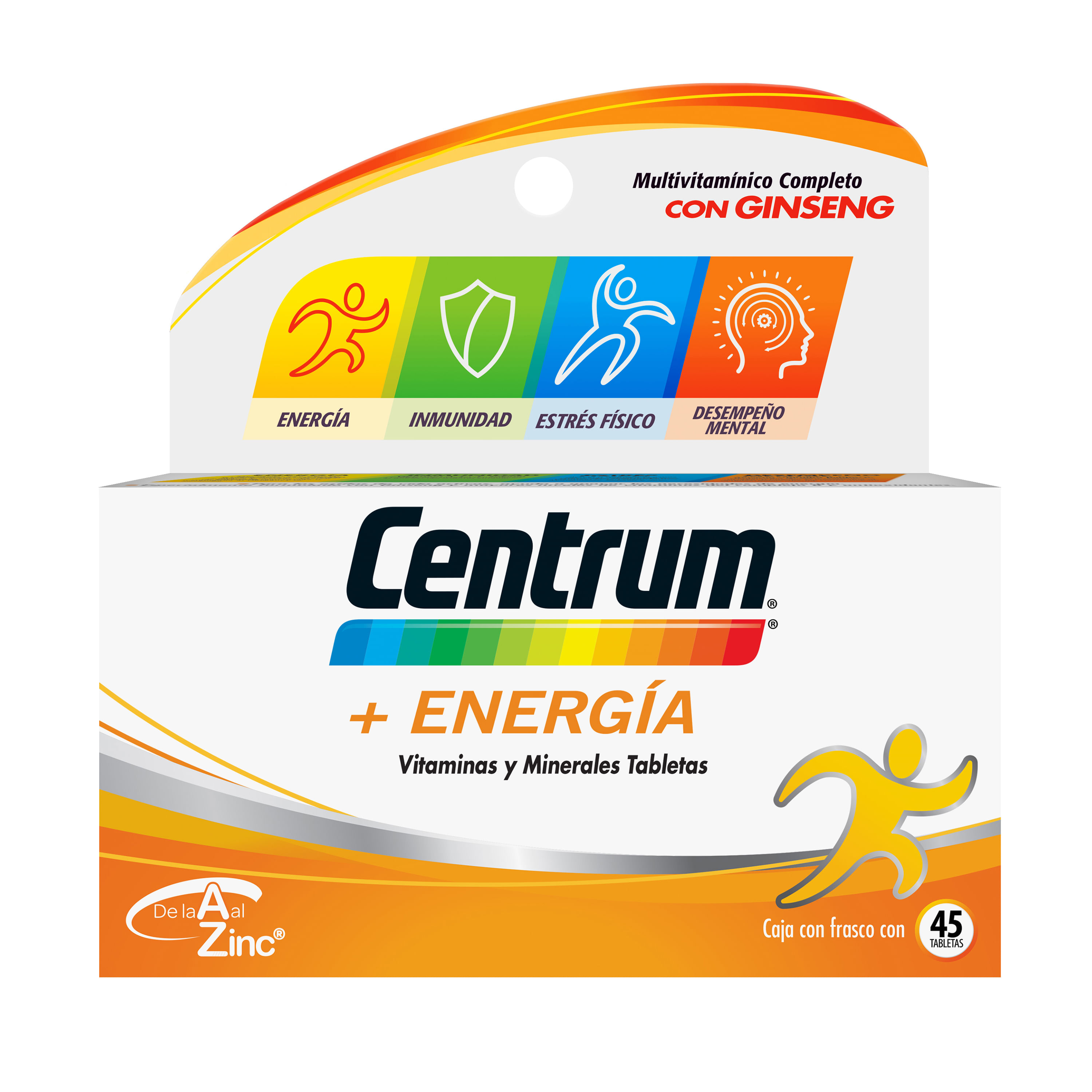 Comprar Multivitamínico Centrum + Energía, Con Ginseng, Caja 45 ...