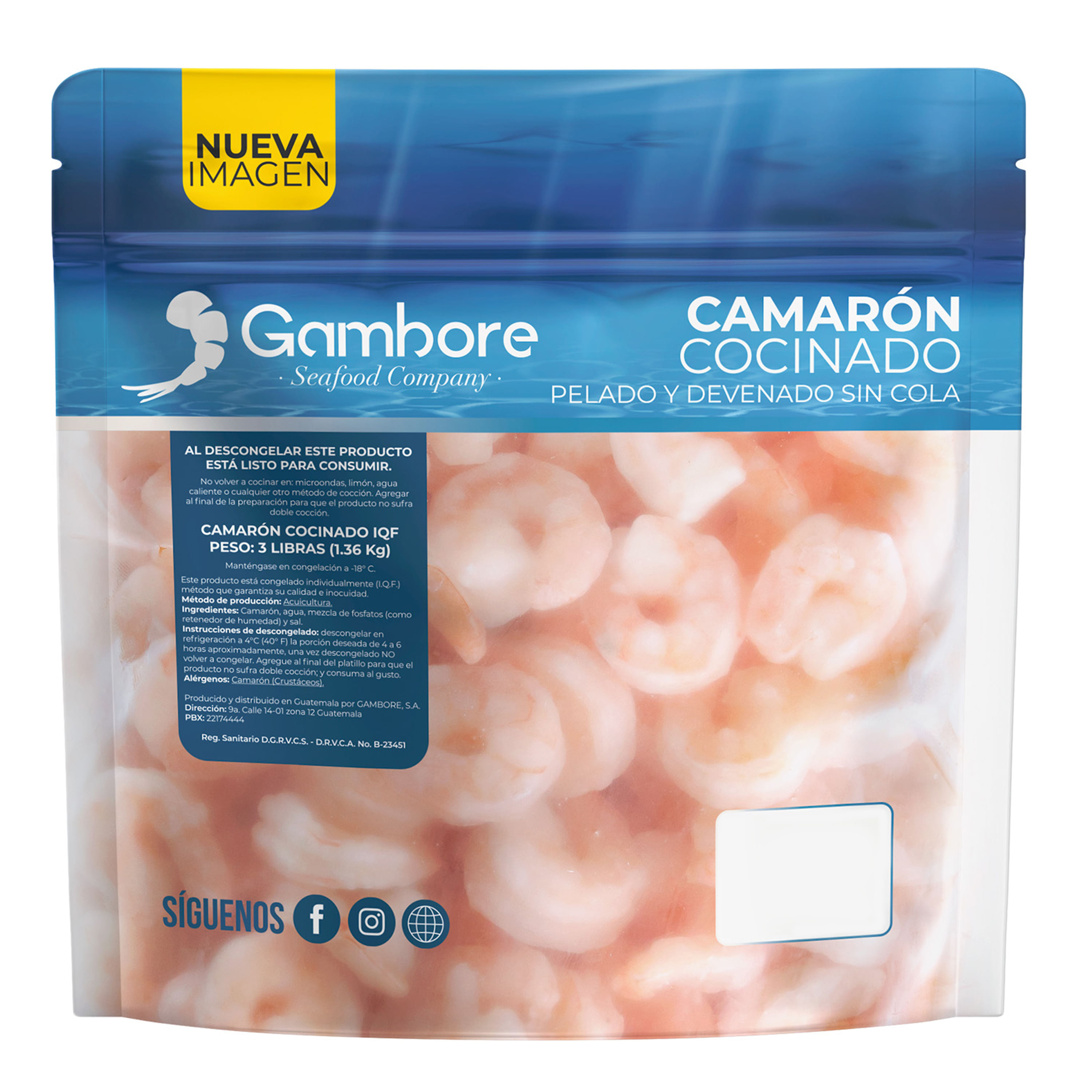 Comprar Camaron Cocinado Pelado Gambore Talla 51/60 - 3 Lbs | Walmart Guatemala - Walmart ...