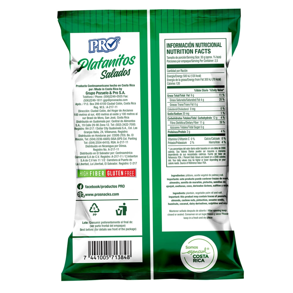 Comprar Platanitos Pro Verdes en bolsa -75 g | Walmart Guatemala