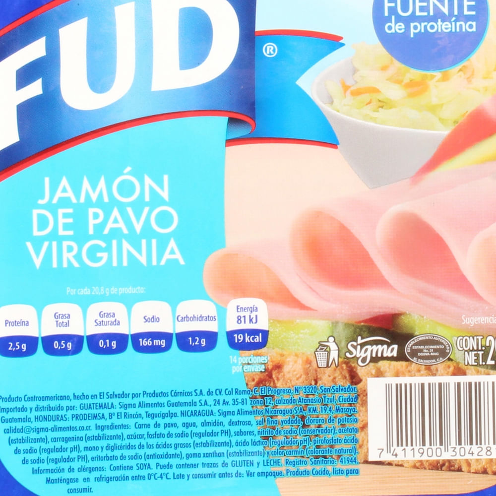 Comprar Jamón Fud Virginia de Pavo -290 g | Walmart Walmart Guatemala