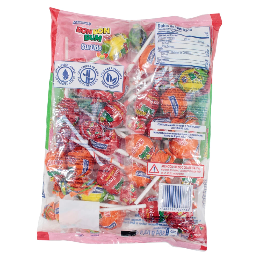 Comprar Paleta bonbon bum Colombina surtida rellena de chicle - 384 g ...