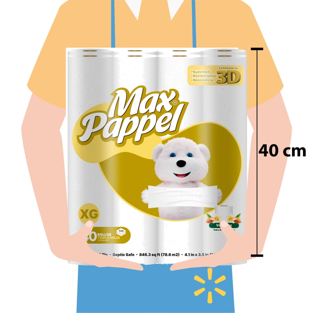 Comprar Papel Higiénico Max Pappel de 250 Hojas - 40 Uds | Walmart ...