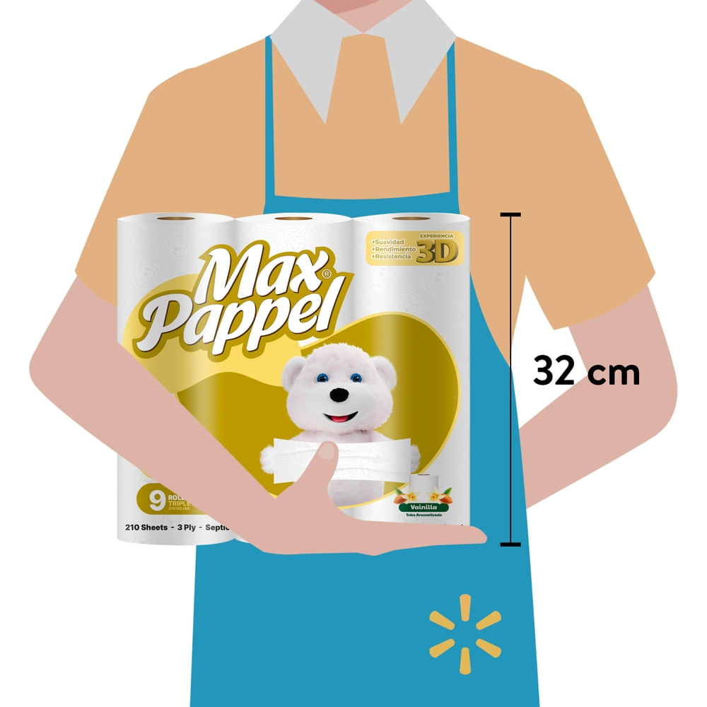 Comprar Papel higienico Max Pappel Vainilla Hoja Triple -9 Rollos ...