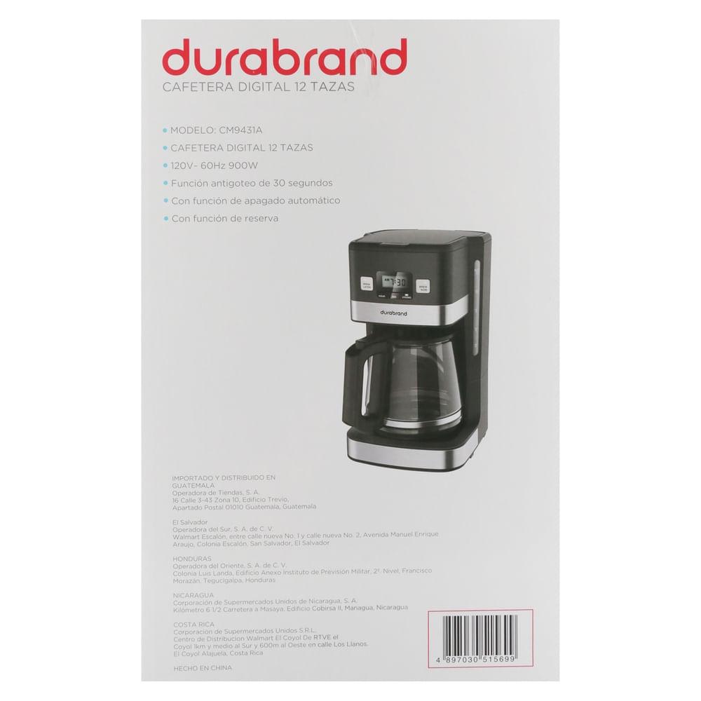 Comprar Durabrand Cafetera 12 Tazas | Walmart Guatemala - Maxi Despensa ...