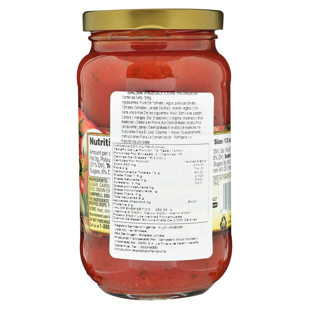 Comprar Salsa preparada Prego con hongos - 396 g | Walmart Guatemala ...