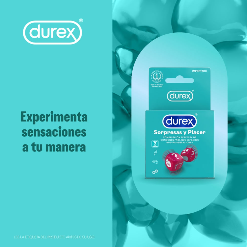 Comprar Condones Durex Sorpresas Y Placer Delgado Con Puntos Y Estrías ...