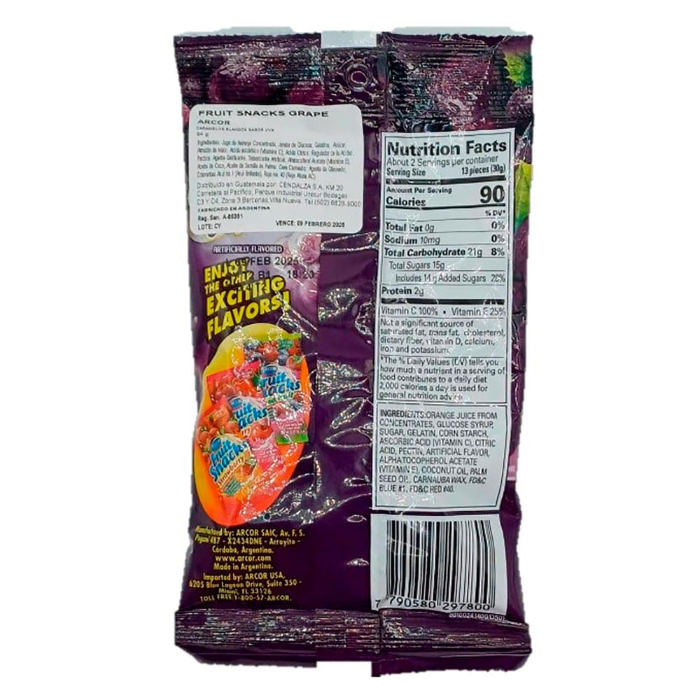 Comprar Gomita Arcor Fruit Snack Uva -64 g | Walmart GT - Walmart ...