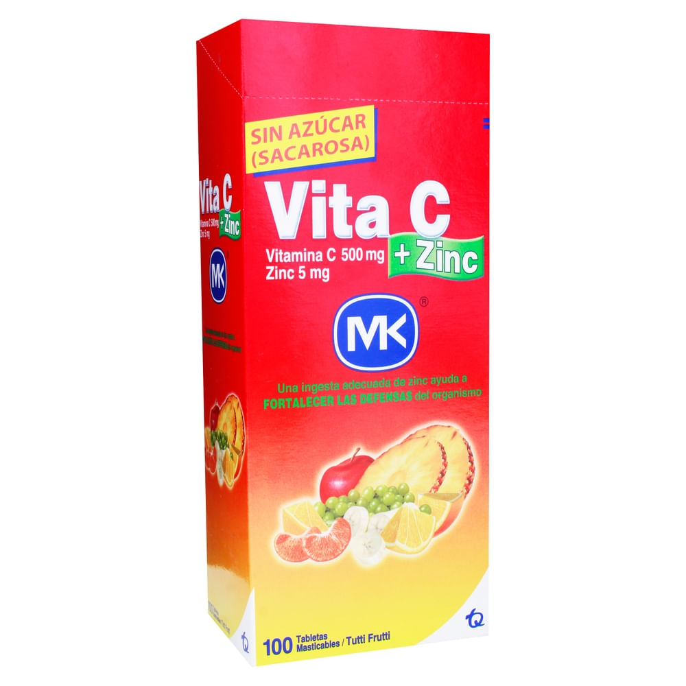 Comprar Vita C más Zinc MK masticable sabor tutti frutti - Precio ...