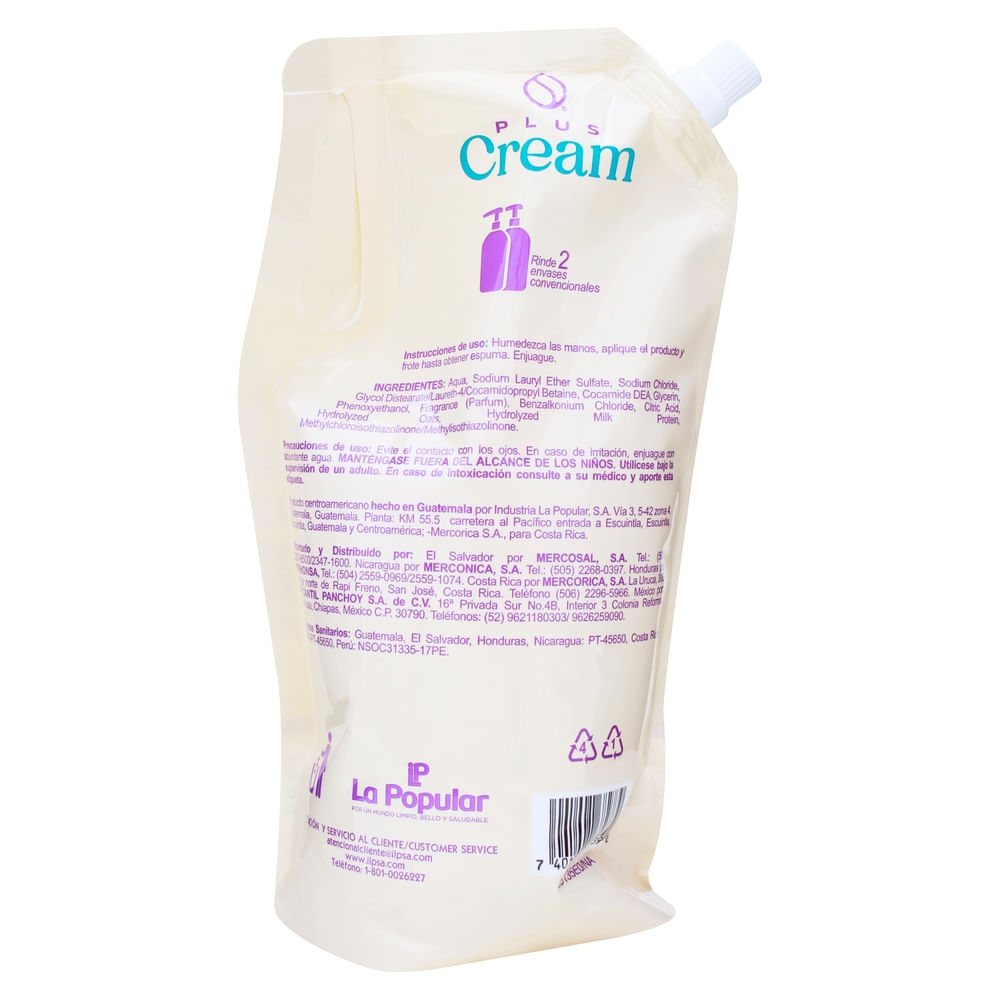 Comprar Jabón Plus Cream Líquido Avena - 1000ml | Walmart Guatemala ...