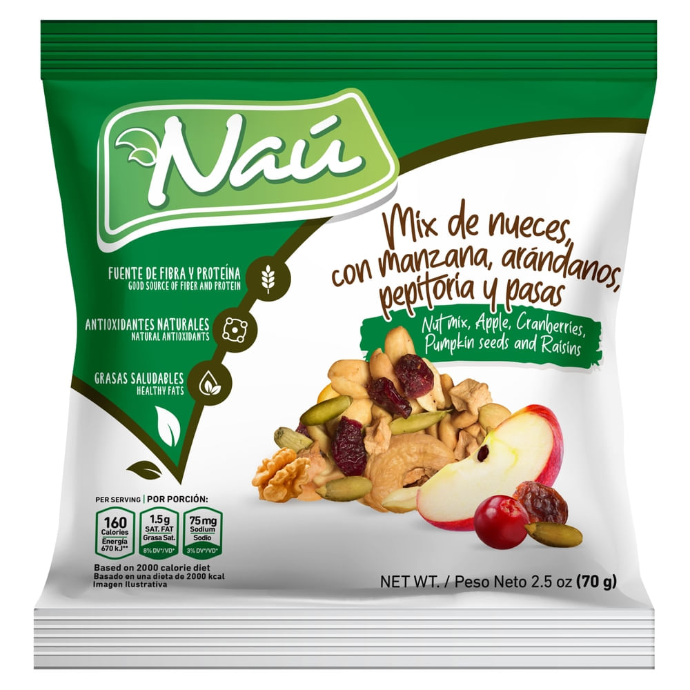 Mix Naú Nueces Semillas y Frutos - 70 g - Walmart | Guatemala