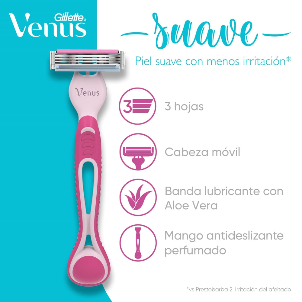 Comprar Rasuradora para Mujer Gillette Venus Suave con Aloe y 3 Hojas 2 ...