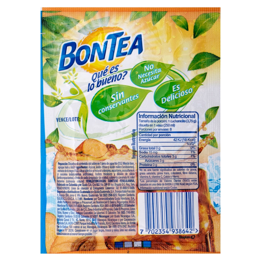Comprar Bebida En Polvo Bontea Té Frio Con Sabor Durazno - 30 g ...