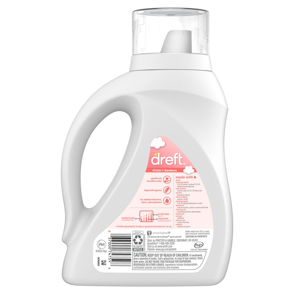 Comprar Detergente Liquido Dreft Newborn para Ropa de Bebé 32 Lavadas ...