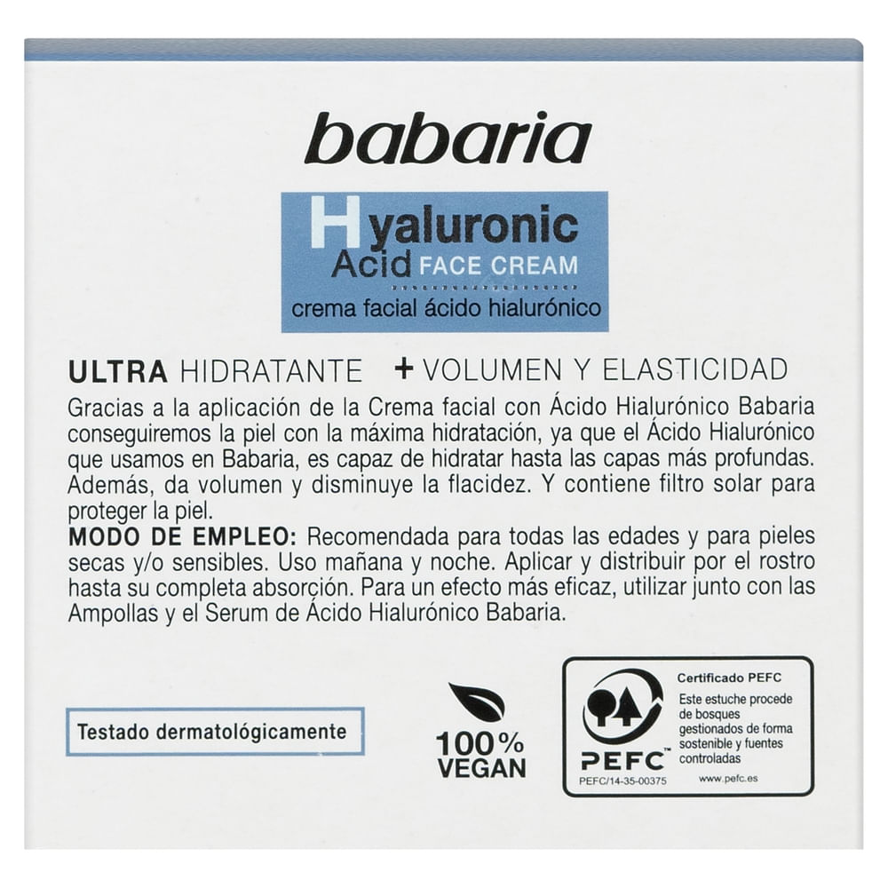 Comprar Crema Facial Babaria, Ácido Hialurónico Hidratante - 50 ml ...