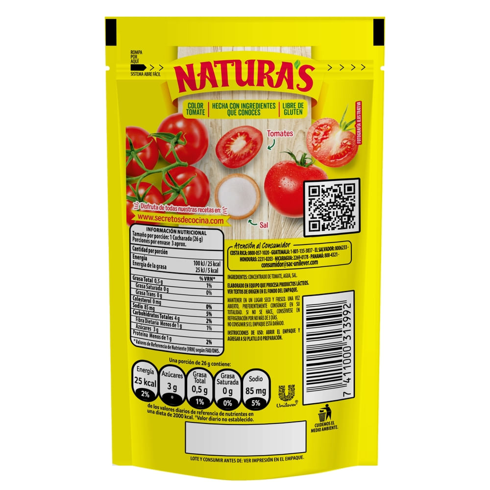 Comprar Pasta de Tomate Natura's Tradicional en Pasta - 90 g | Walmart ...