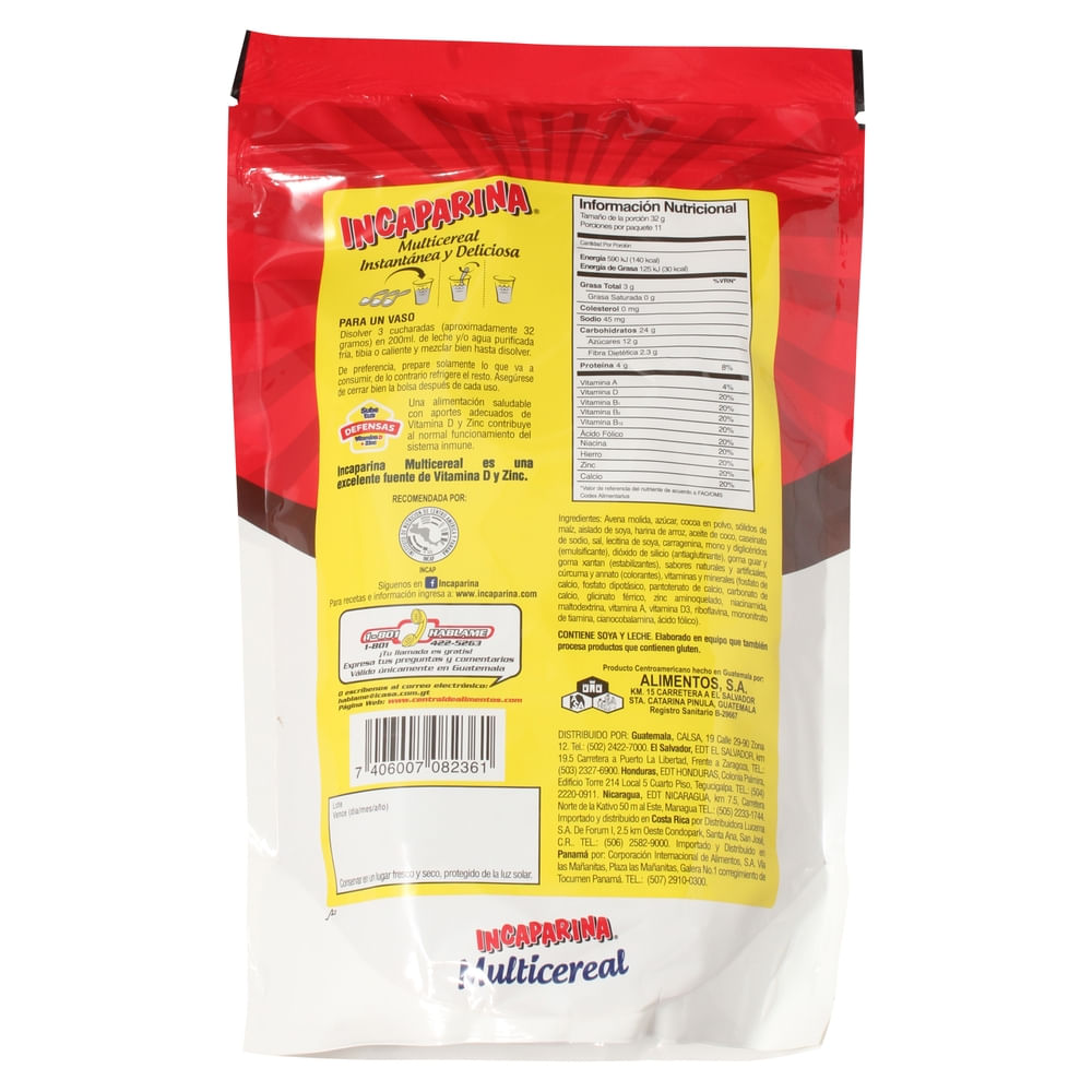 Comprar Incaparina Multicereal Chocolate 352g | Walmart Guatemala ...