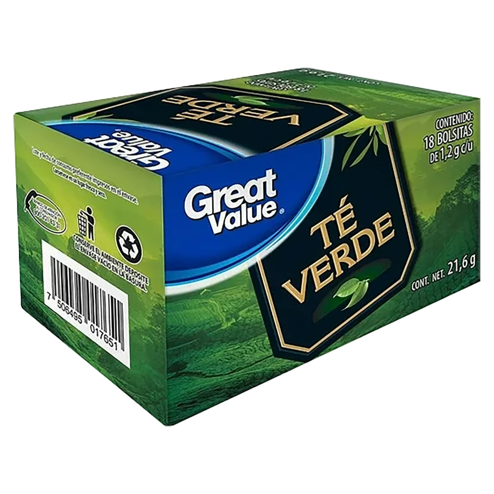 Comprar Té verde Great Value 18 sobres - 21.6 g | Walmart Guatemala ...