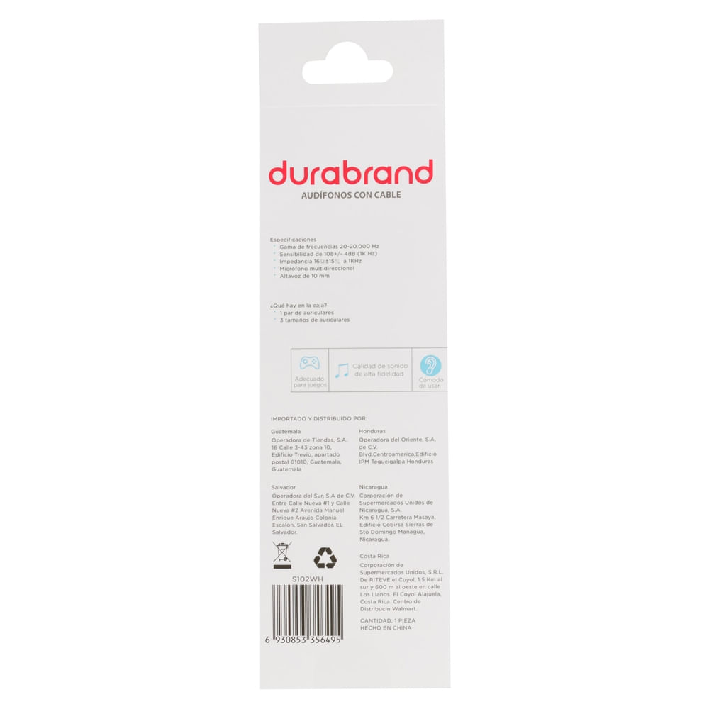 Comprar Durabrand Auricular Cable Blanco S102wh | Walmart Guatemala ...