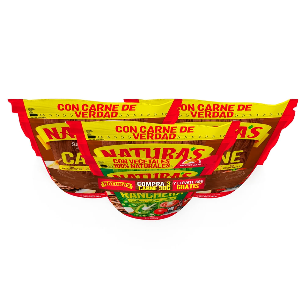 Comprar Salsas Natura's carne más Ranchera en Pack - 3 Pzas - 90 g ...