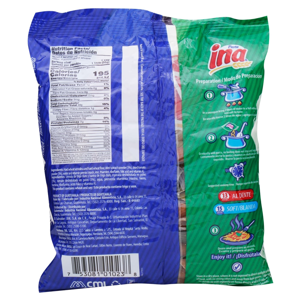 Comprar Pasta Ina Pluma Tricolor - 200 g | Walmart Guatemala - Maxi ...