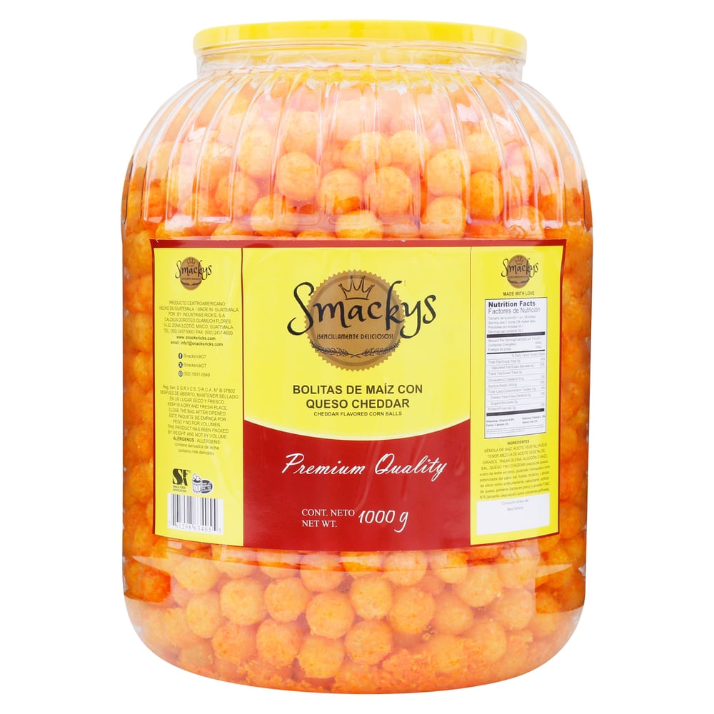 Comprar Snack Smackys bolitas de maiz con queso cheddar - 1000 g ...
