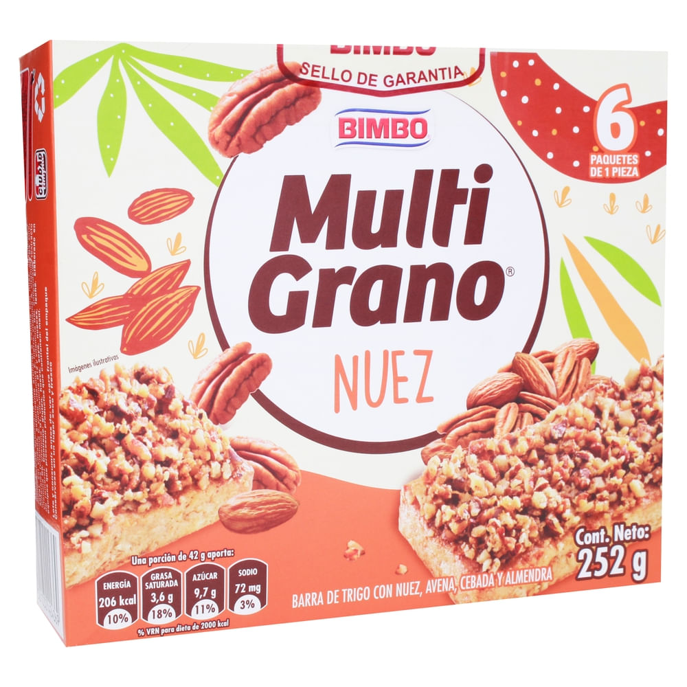 Comprar Barra Bimbo Multigrano De Nuez 6 Unidades - 204 g | Walmart ...