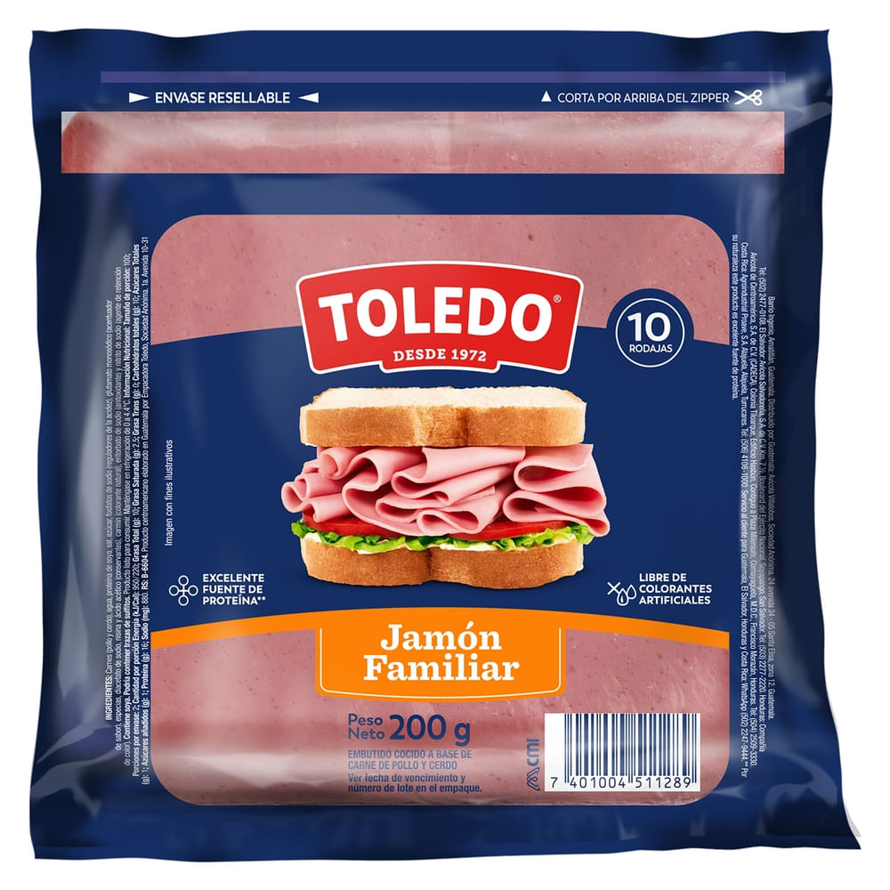 Comprar Jamón Familiar Toledo Congelado - 200 g | Walmart Guatemala ...