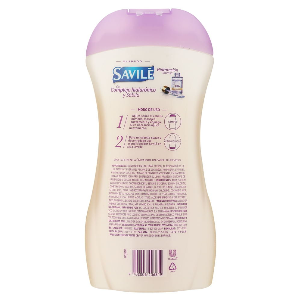 Comprar Shampoo Savilé Complejo Hialurónico y Sábila en Líquido - 510 ...