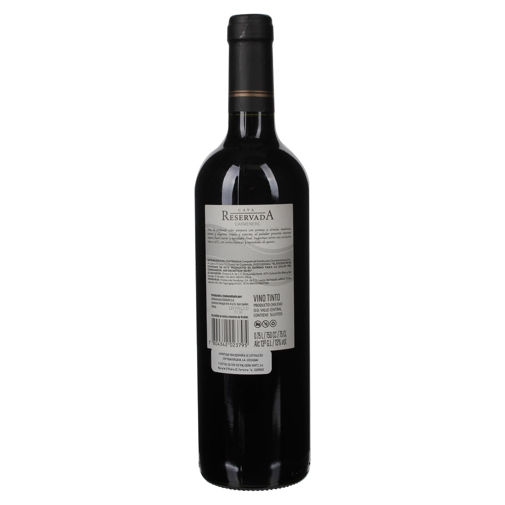 Comprar Vino Cava Reservada Tinto Carmenere - 750 ml | Walmart ...