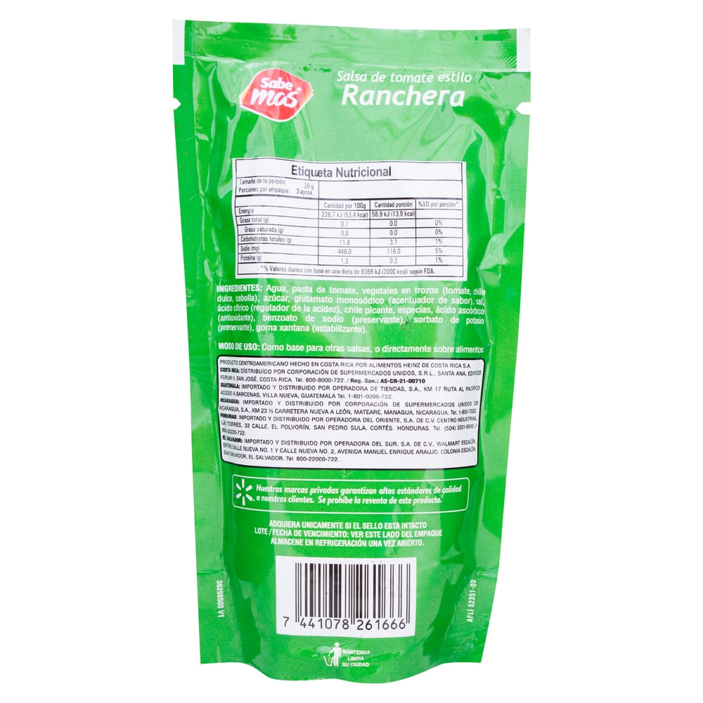 Salsa Sabemas Tomate Ranchera - 90 g - Maxi Despensa | Guatemala