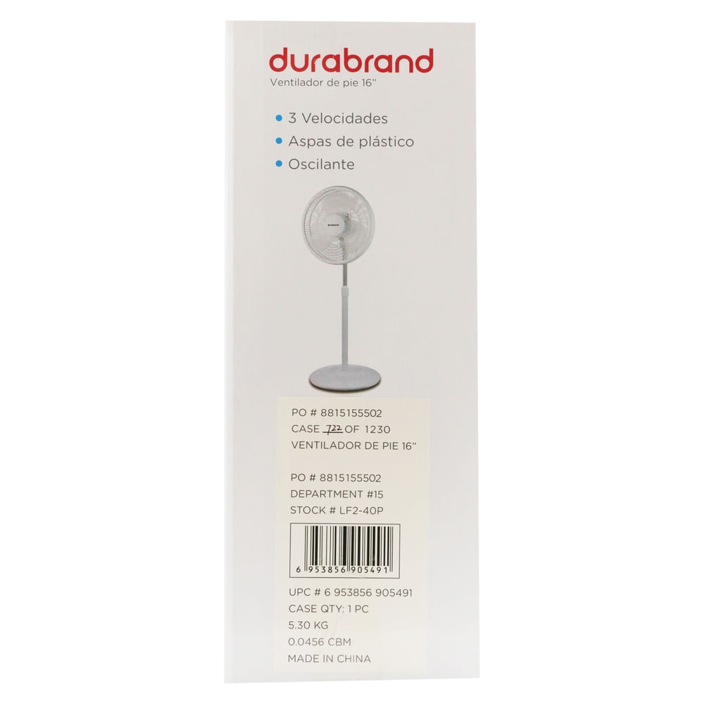 Ventilador Durabrand De Pie 16 Pul 3 - Walmart | Guatemala