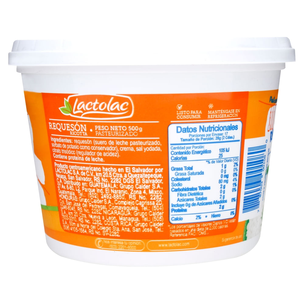 Comprar Requeson Lactolac Ricotta Bajo En Grasa y Libre De Colesterol ...