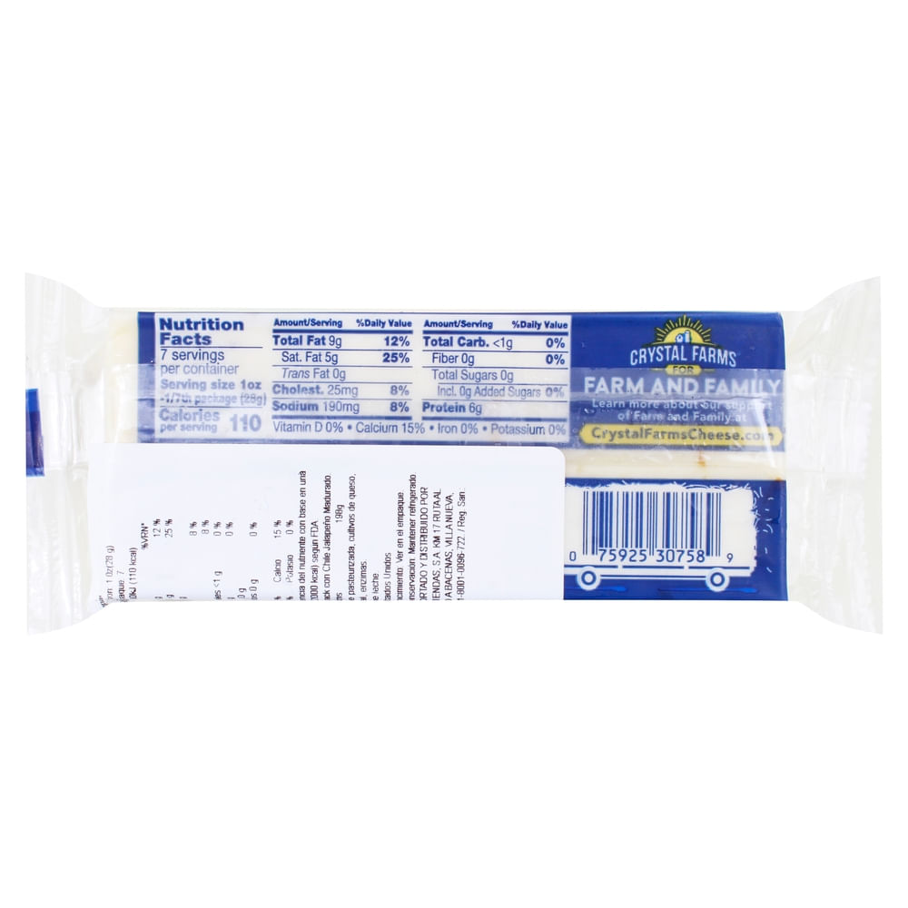 Comprar Queso Pepper Jack Crystal Farms Chunk - 198 g | Walmart ...