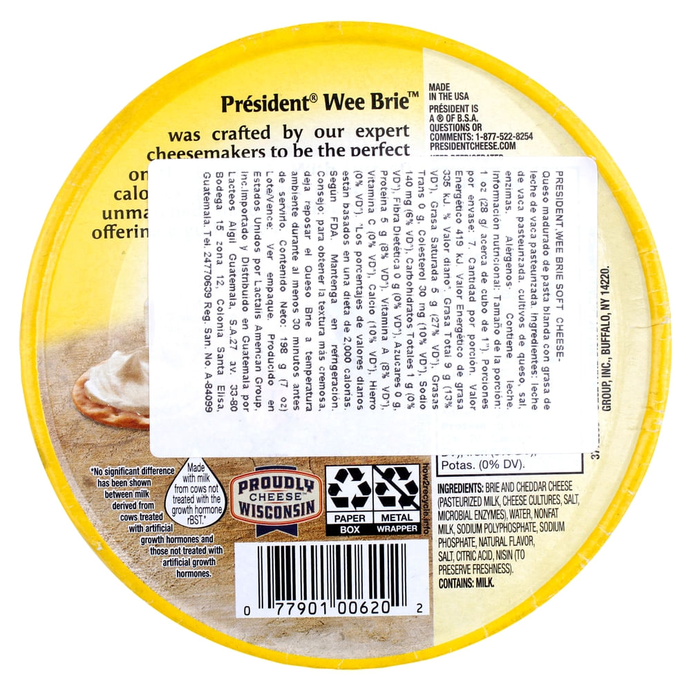 Comprar President Wee Brie Wedges 12Oz | Walmart GT - Paiz | Guatemala