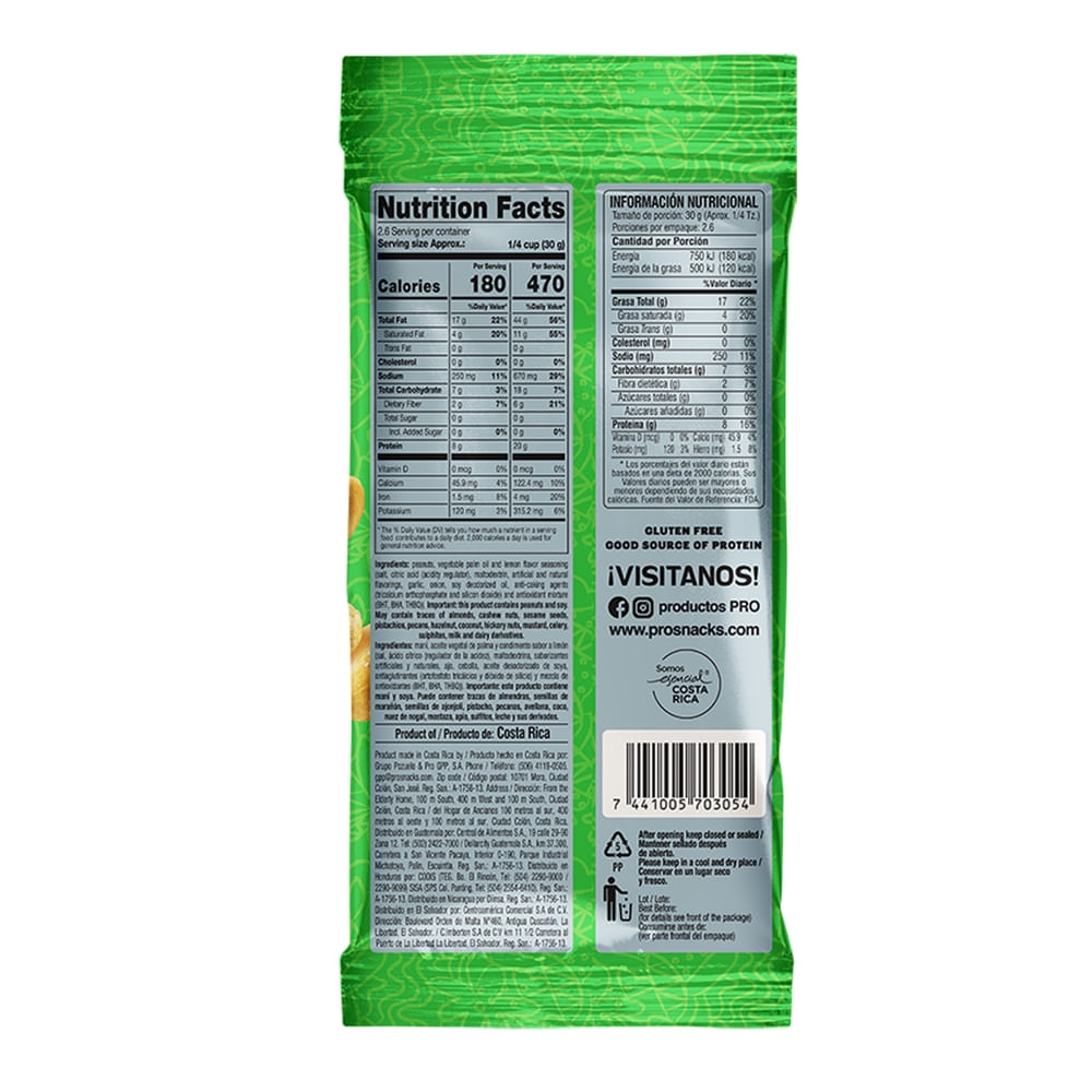 Comprar Maní Pro Limón y Sal - 80 g | Walmart Walmart Guatemala - Maxi ...