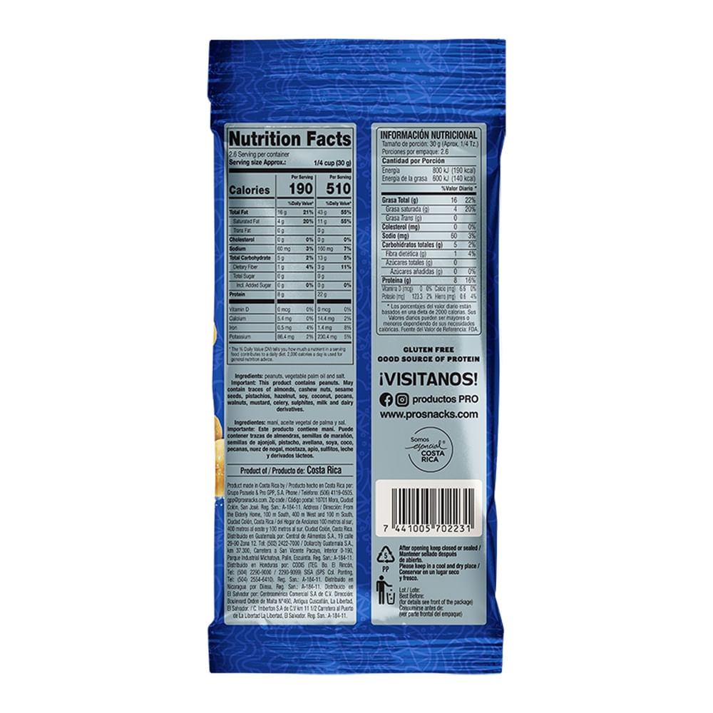 Comprar Mani Pro Salado Bolsa - 80 g | Walmart Walmart Guatemala - Maxi ...