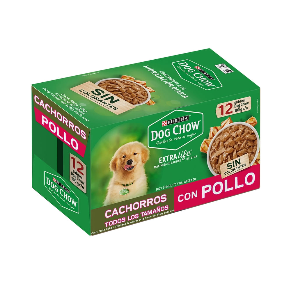 Comida húmeda para cachorro Purina Dog Chow Trozos Jugosos de Pollo 12 ...