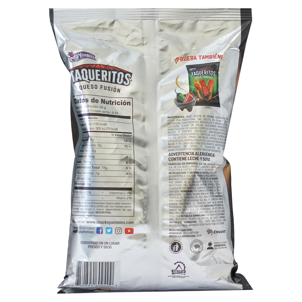 Comprar Snacks Crujiente Yummies Taquerito Chile Toreado - 80 g ...