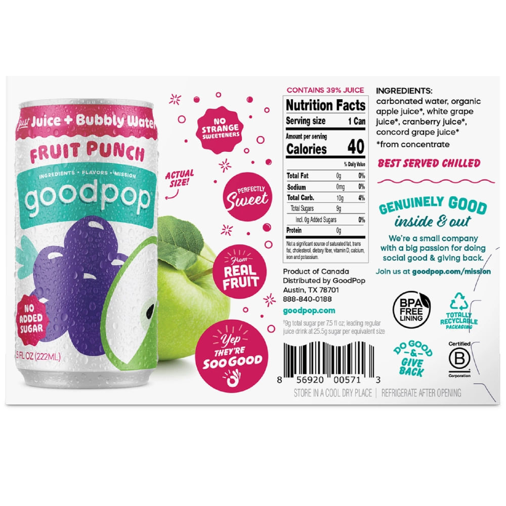 Comprar Fruit Punch Good Pop 6 mini Lata - 1300 ml | Walmart Guatemala