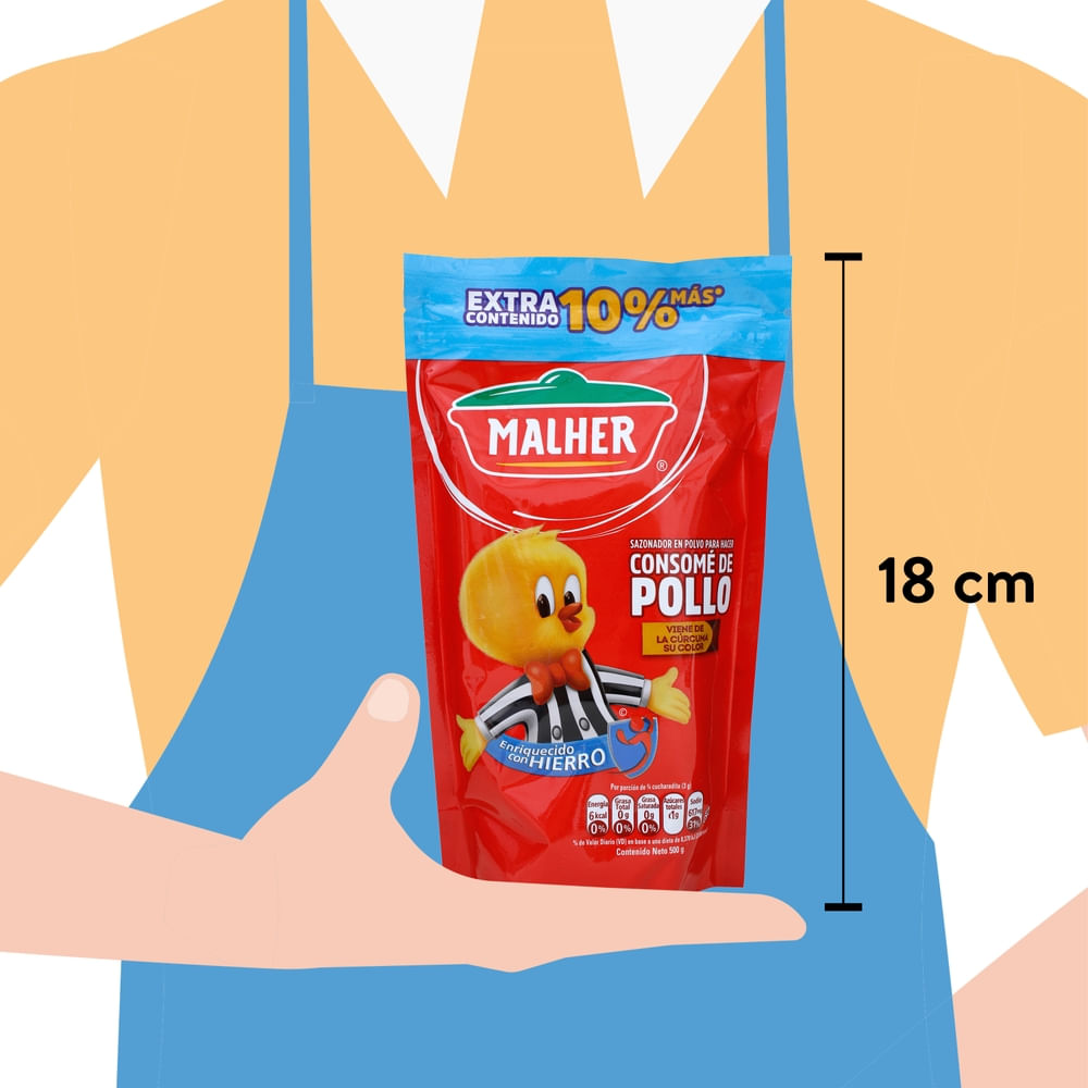 Comprar Consomé de pollo Malher refil enriquecido con hierro - 500 g ...