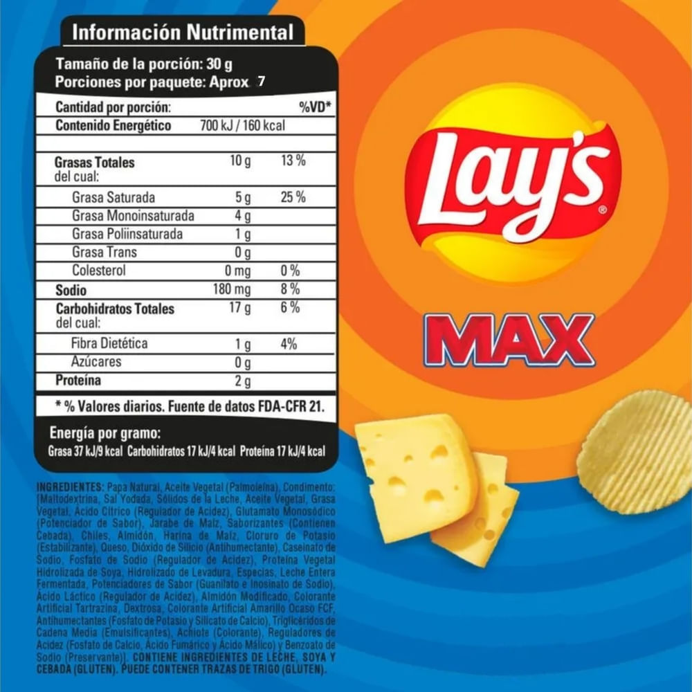 Comprar Snack Papas Lay's Max Queso - 200 g | Walmart Guatemala ...