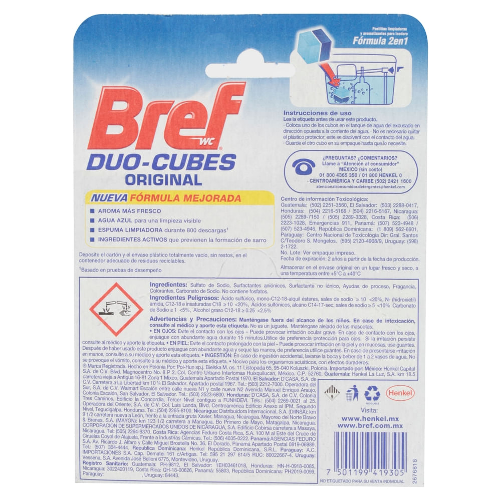 Comprar Pastilla Bref limpiadora duo-cubes regular - 100 g | Walmart ...