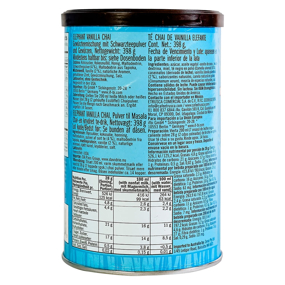 Comprar Te David Rio Elephant Vainilla Chai - 397 g | Walmart Guatemala ...